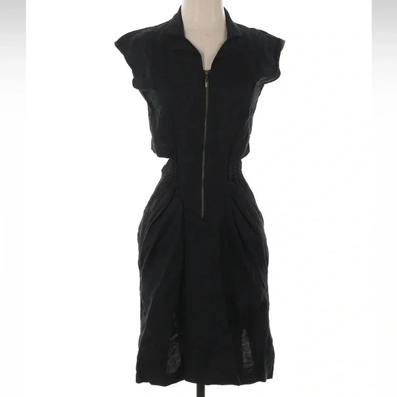 Beyond Vintage | Dresses | Beyond Vintage Linen Blend Black Dress 8s ...
